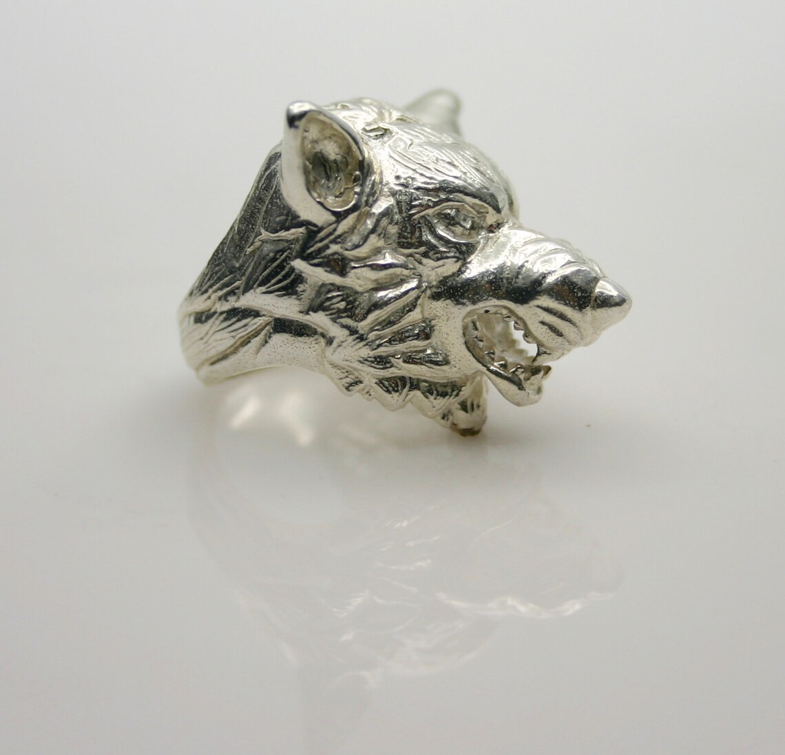Wolf Ring, Solid Silver Wolf Ring, Lone Wolf Ring, Wolf Biker Ring ...