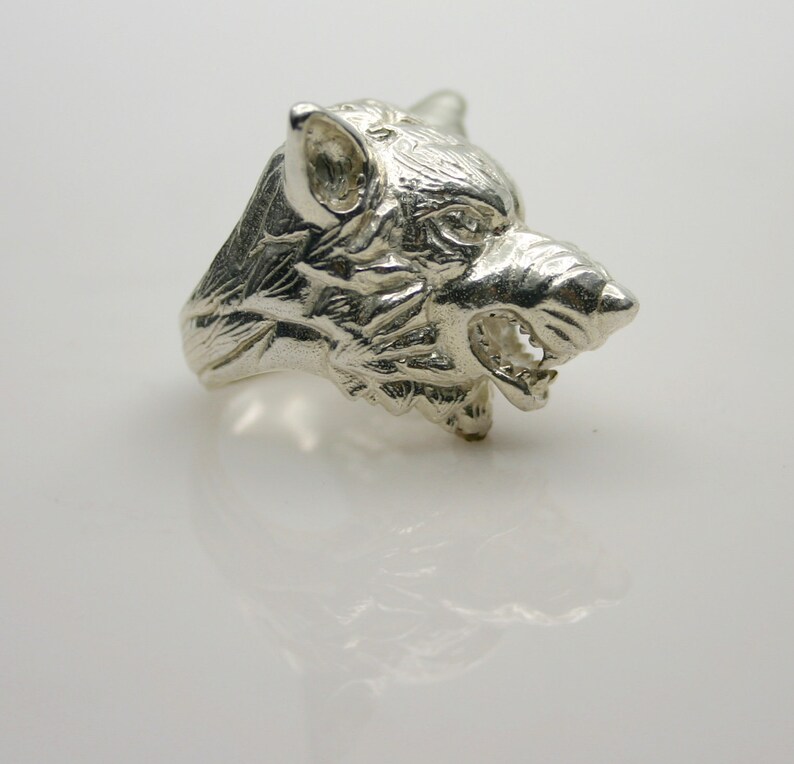 Wolf Ring, Solid Silver Wolf Ring, Lone Wolf Ring, Wolf Biker Ring ...