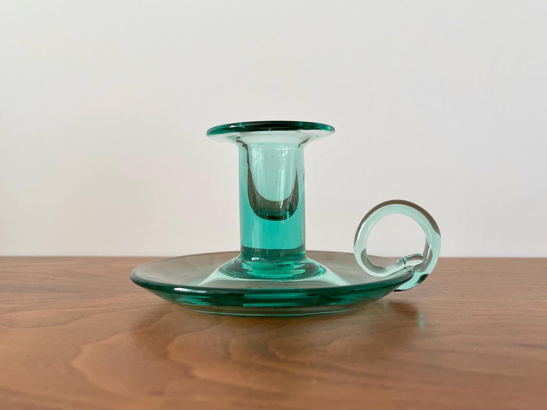 Blenko Art Glass Chamberstick in Sea Green - Etsy