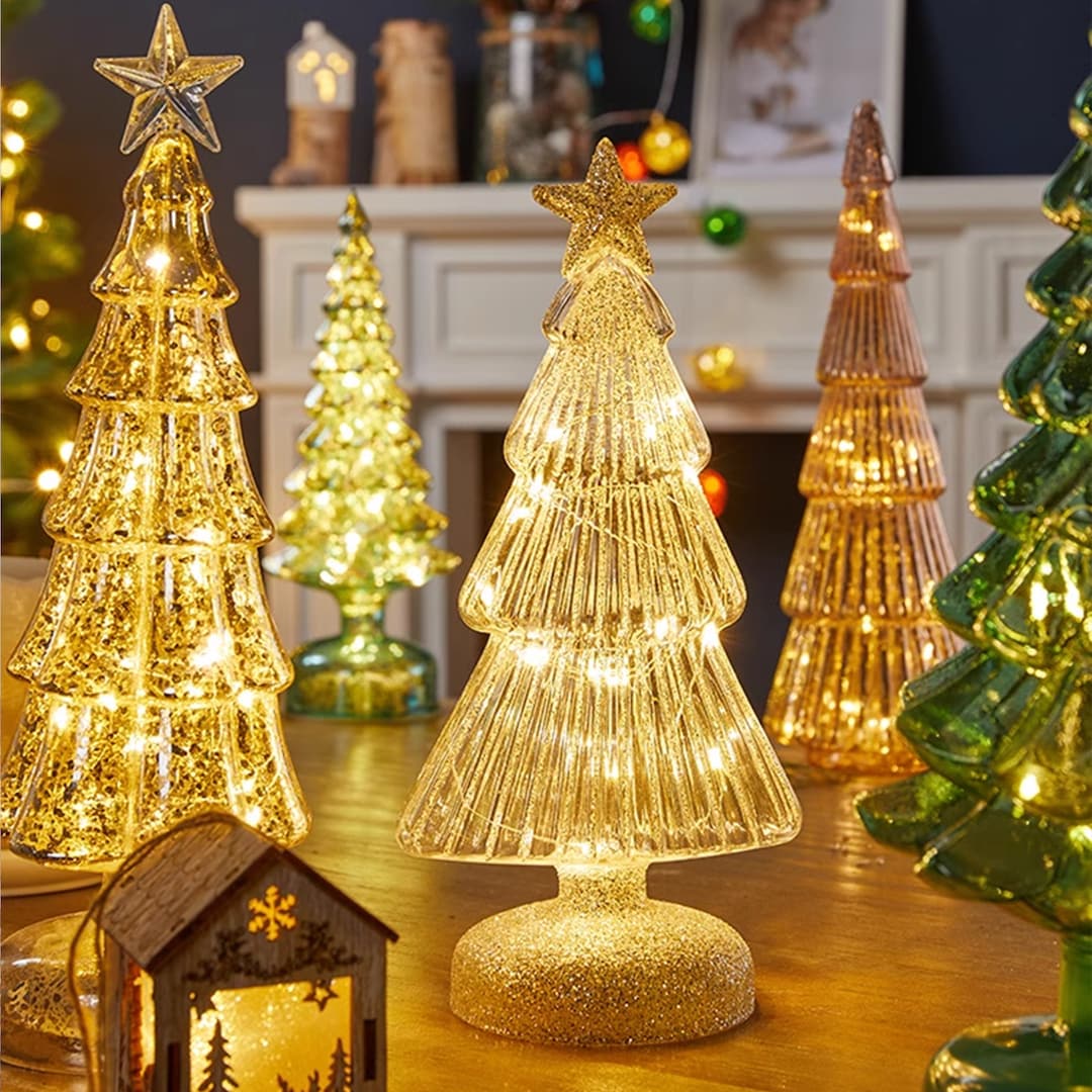 Glass Crystal Glitter Christmas Tree Battery LED Light Home - Etsy