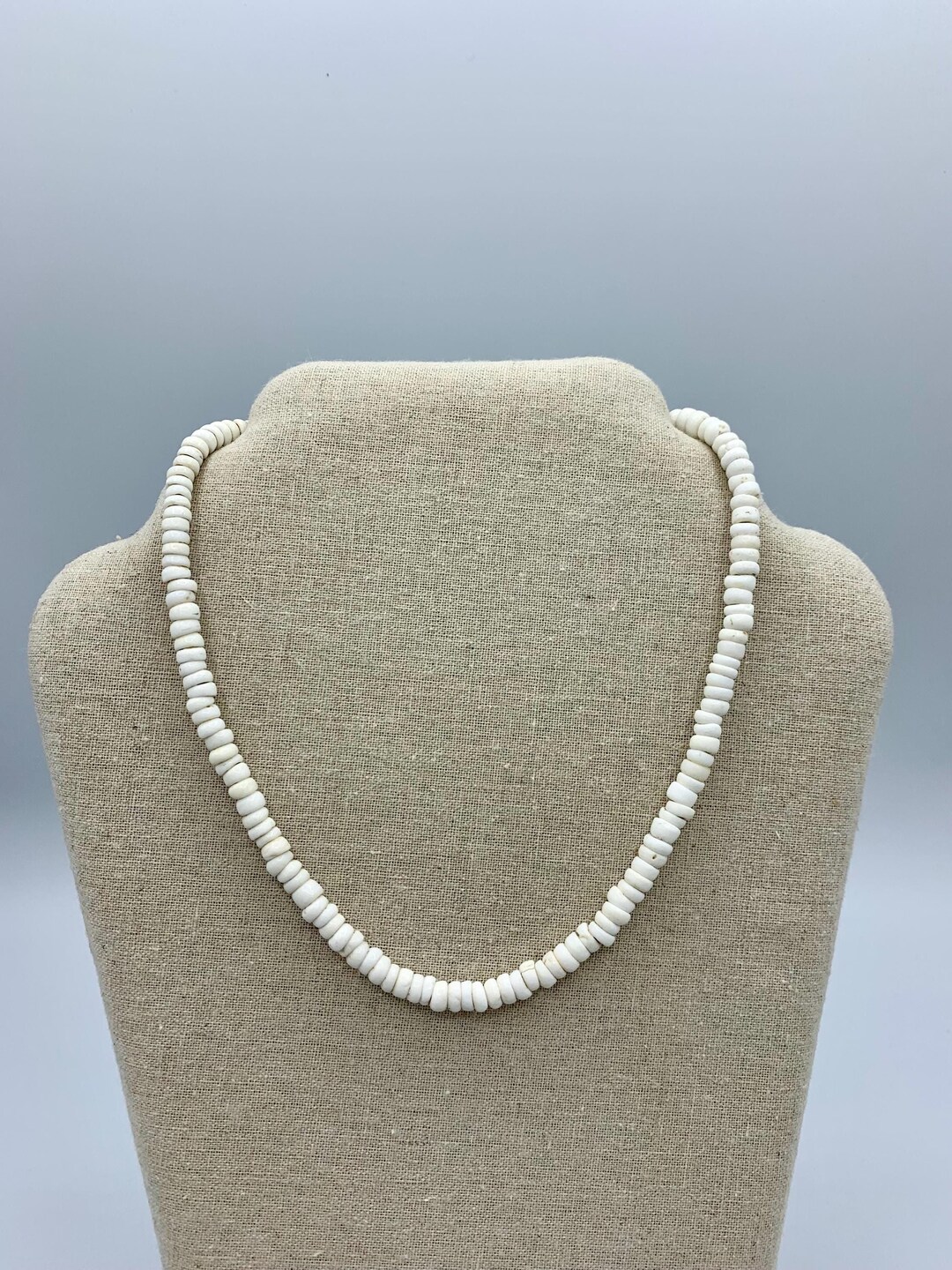 Puka Shell CHOKER Necklace Beachy Natural Vibe Vintage Gold Tone Clasp ...