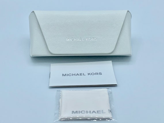 MICHAEL KORS Glasses or Sunglasses Case With Cleaning Cloth Excellent Condition Larger Size FREE Shipping White Exterior Grey Interior Etsy