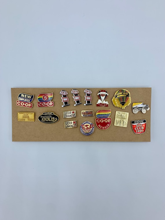 Vintage CALGARY CO-Op Badge Collection - 17 Pins - La… - Gem