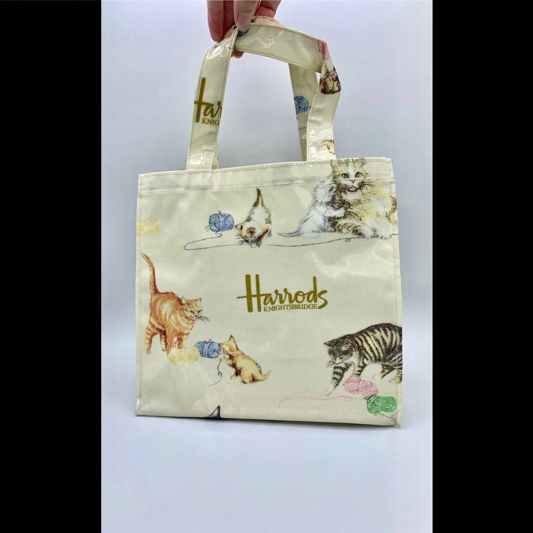 HARRODS Cat Themed Coated Canvas Vinyl Mini Tote Bag Harrods ...