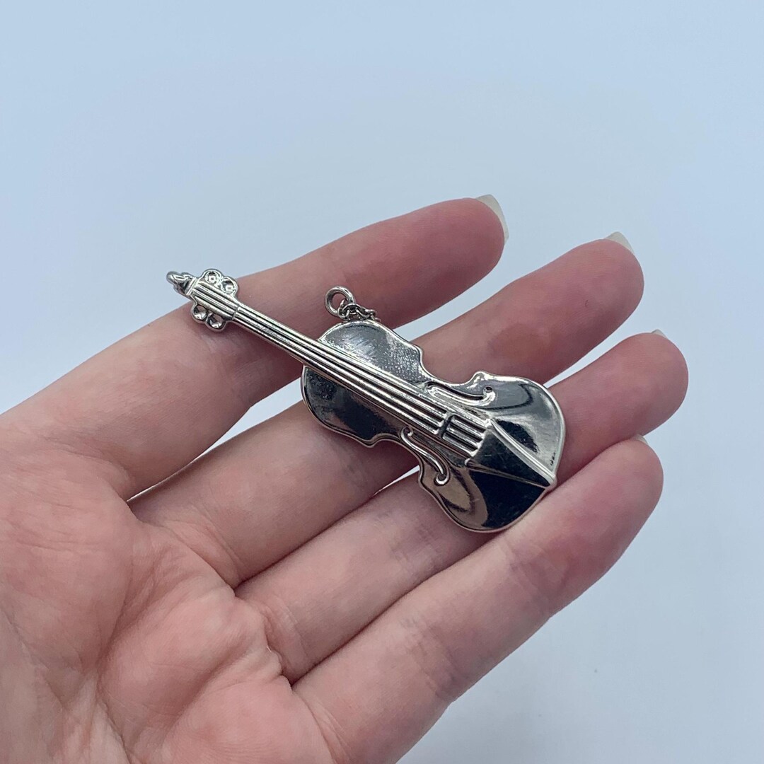 Vintage Georg Jensen Platinum Plated Violin Ornament: Made in Denmark ...