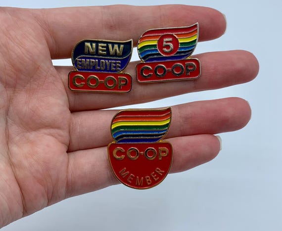 Vintage CALGARY CO-Op Badge Collection - 17 Pins - La… - Gem