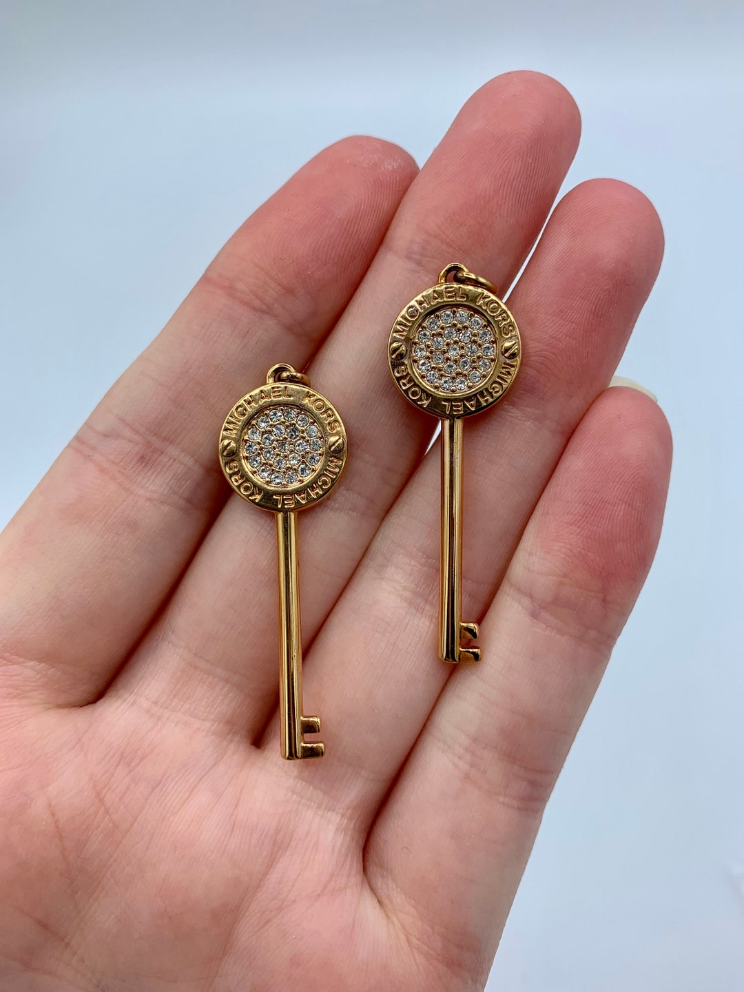 MICHAEL KORS Rose Gold Tone Pave Key Charms Excellent Condition ...