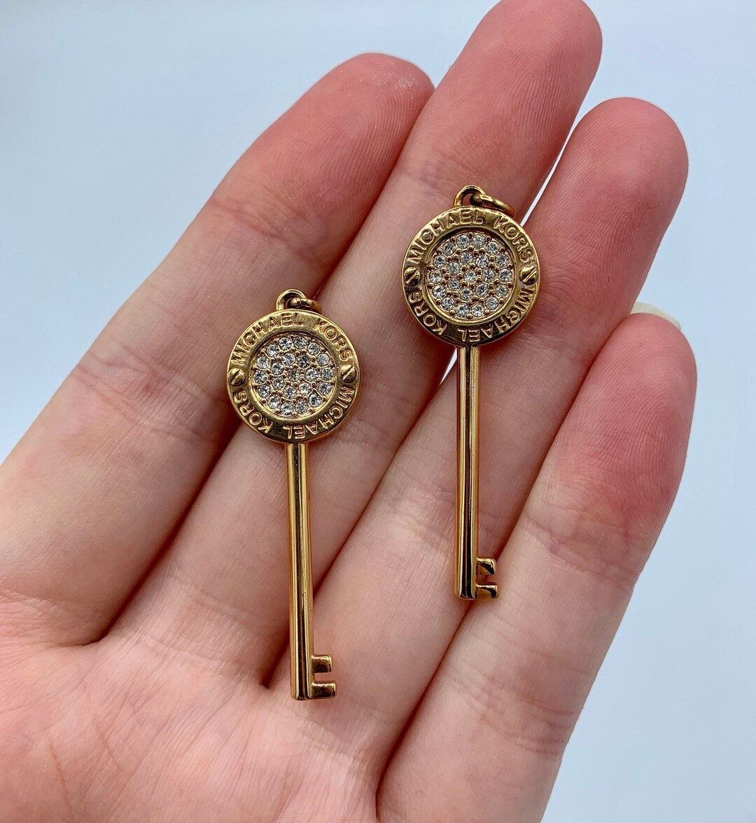 Two MK MICHAEL KORS Rose Gold Tone Pave Key Charms or Pendents ...