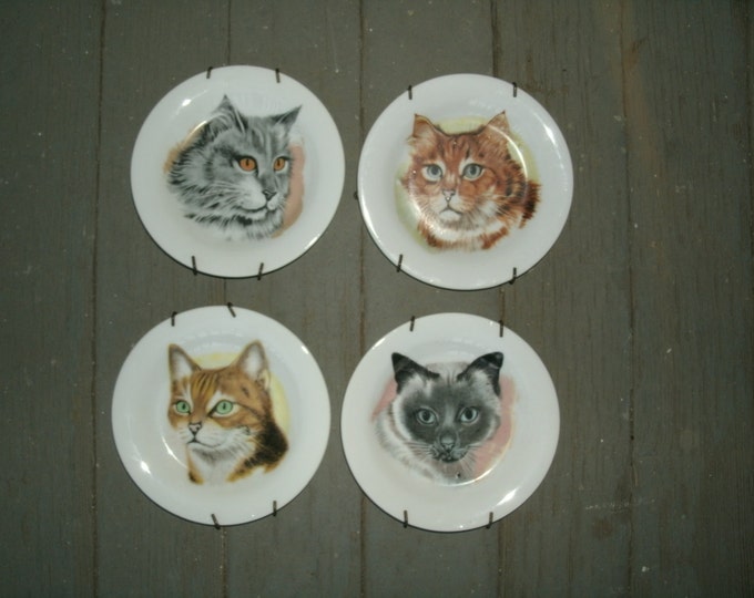 Set of 4 Collectible Vintage Cat Plates, 1970s, Cat Plate, Collectible ...