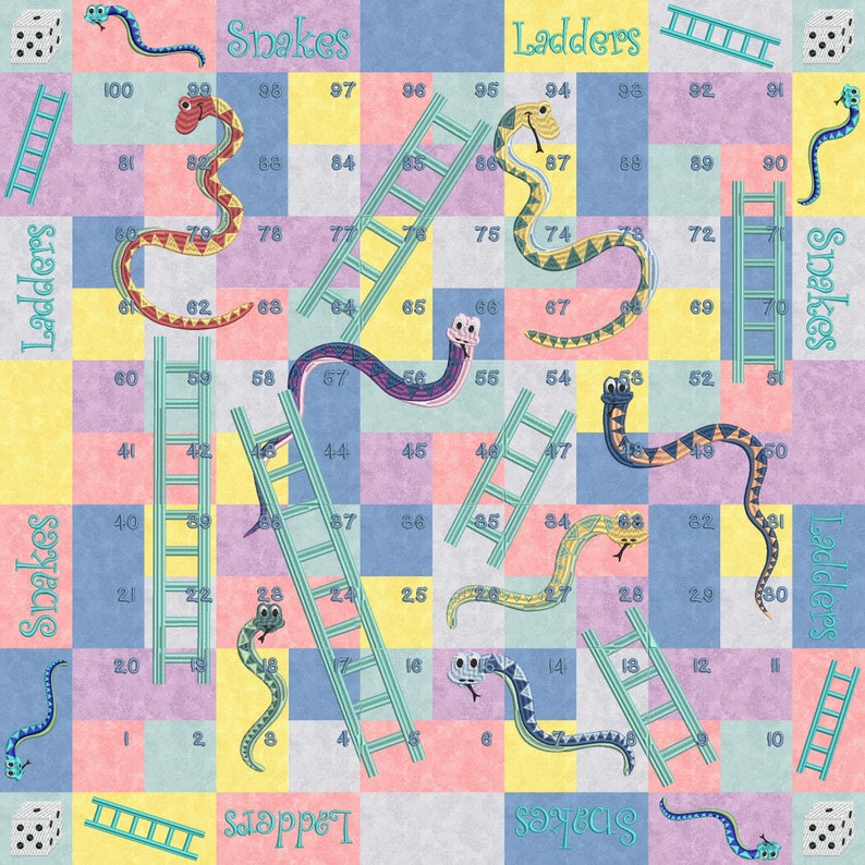 Snakes and Ladders Machine Embroidery Design | Etsy