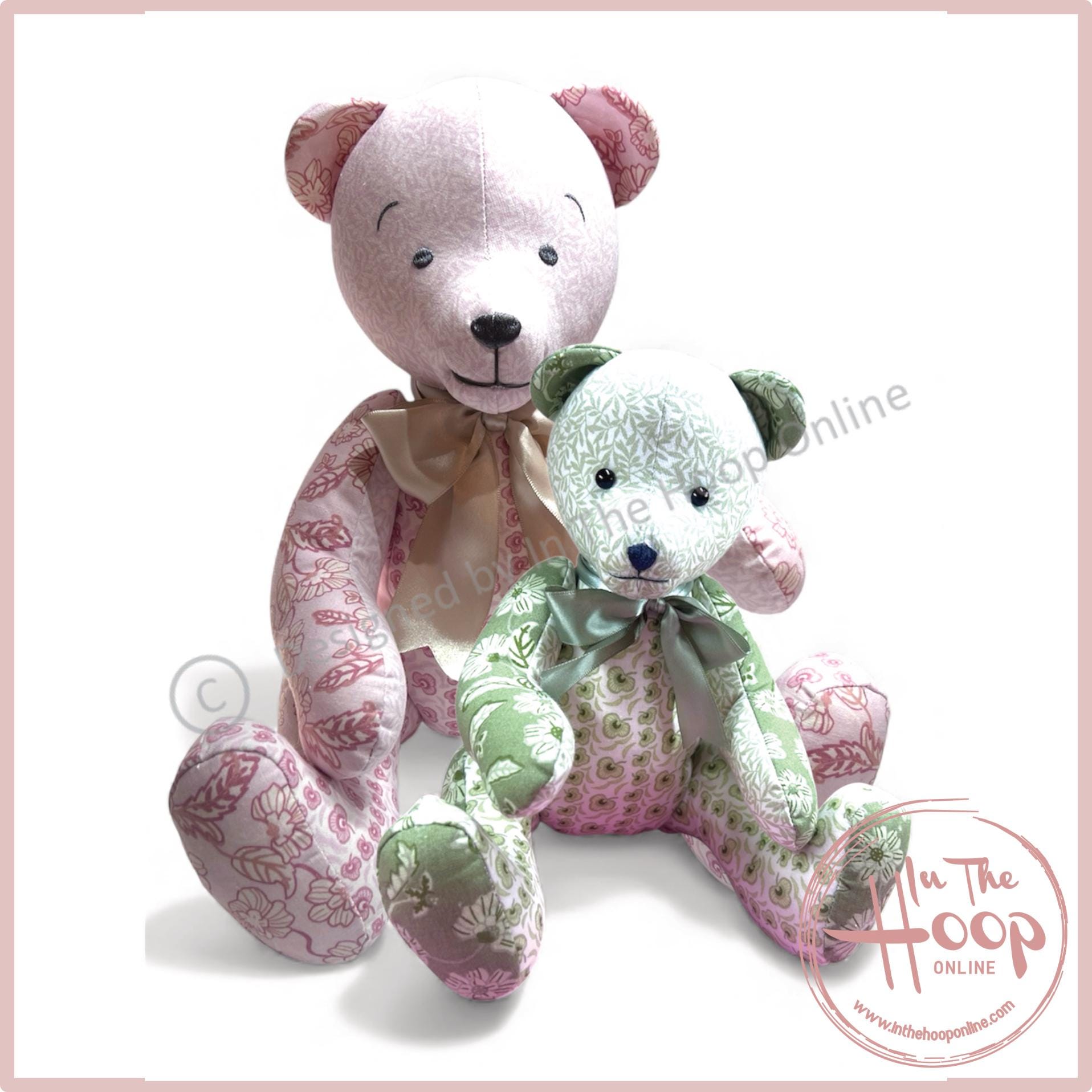 In the Hoop Teddy Memory Bear With Secret Zip Pocket - SET 3 Sizes (ITH ...