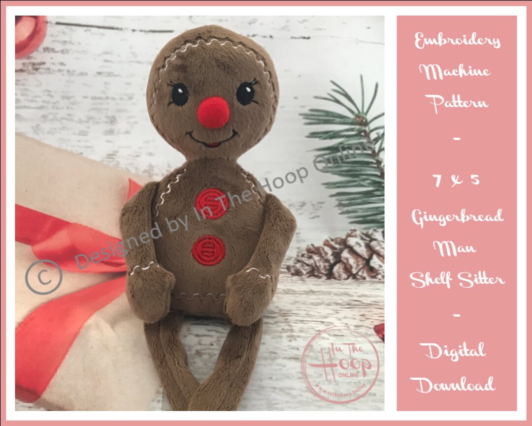 ITH Gingerbread Man Shelf Sitter 7x5 Machine Embroidery Design - Etsy