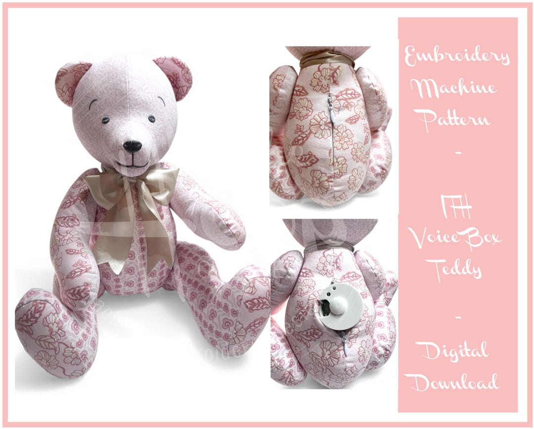 In the Hoop Voice Box Jointed Teddy - (ITH) Machine Embroidery Design ...