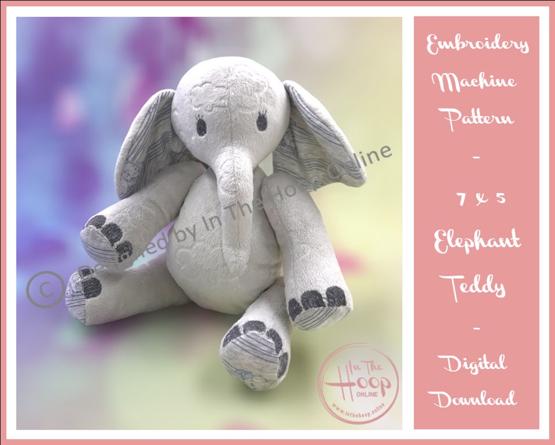 In the Hoop Jointed Elephant Teddy 7x5 - ITH Machine Embroidery Design ...