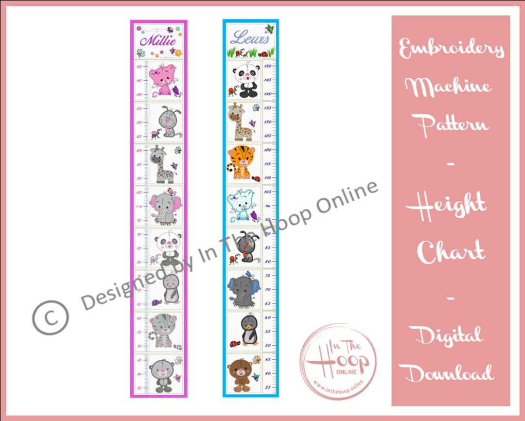 Height Growth Chart Machine Embroidery Design - Etsy