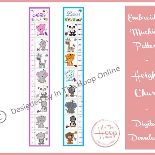 Height Growth Chart Machine Embroidery Design - Etsy