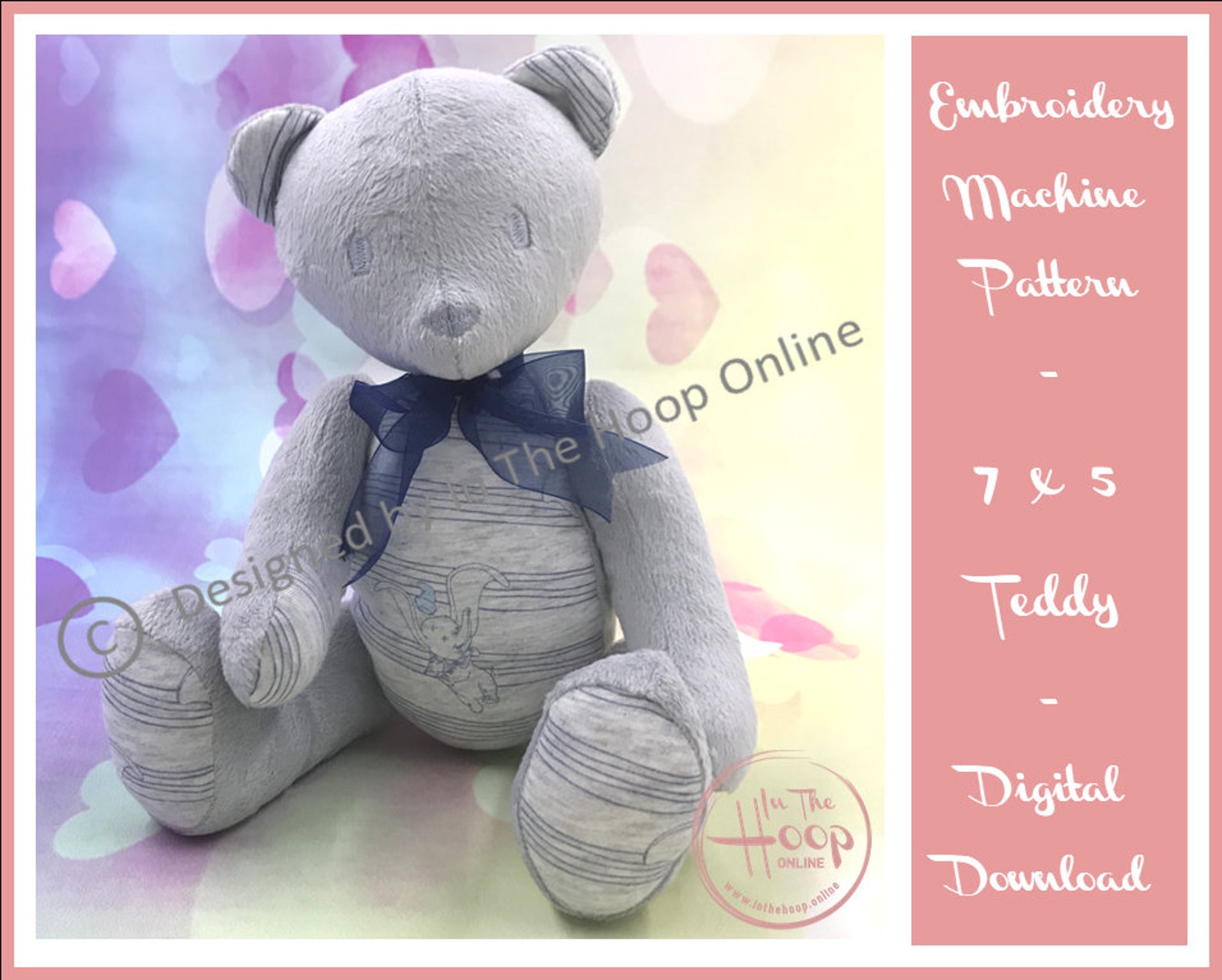 In the Hoop Jointed Teddy Bear (7x5) - (ITH) Machine Embroidery Design ...