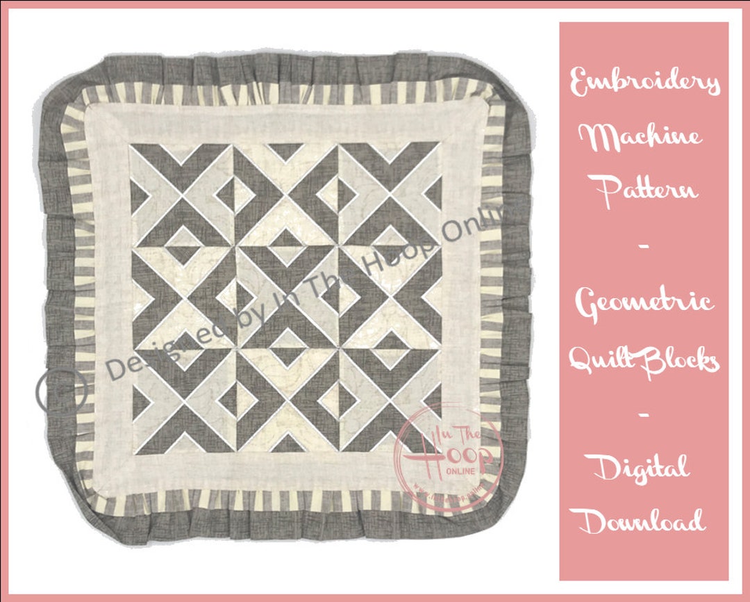 In the Hoop Geometric Quilt Block Machine Embroidery Design - Etsy