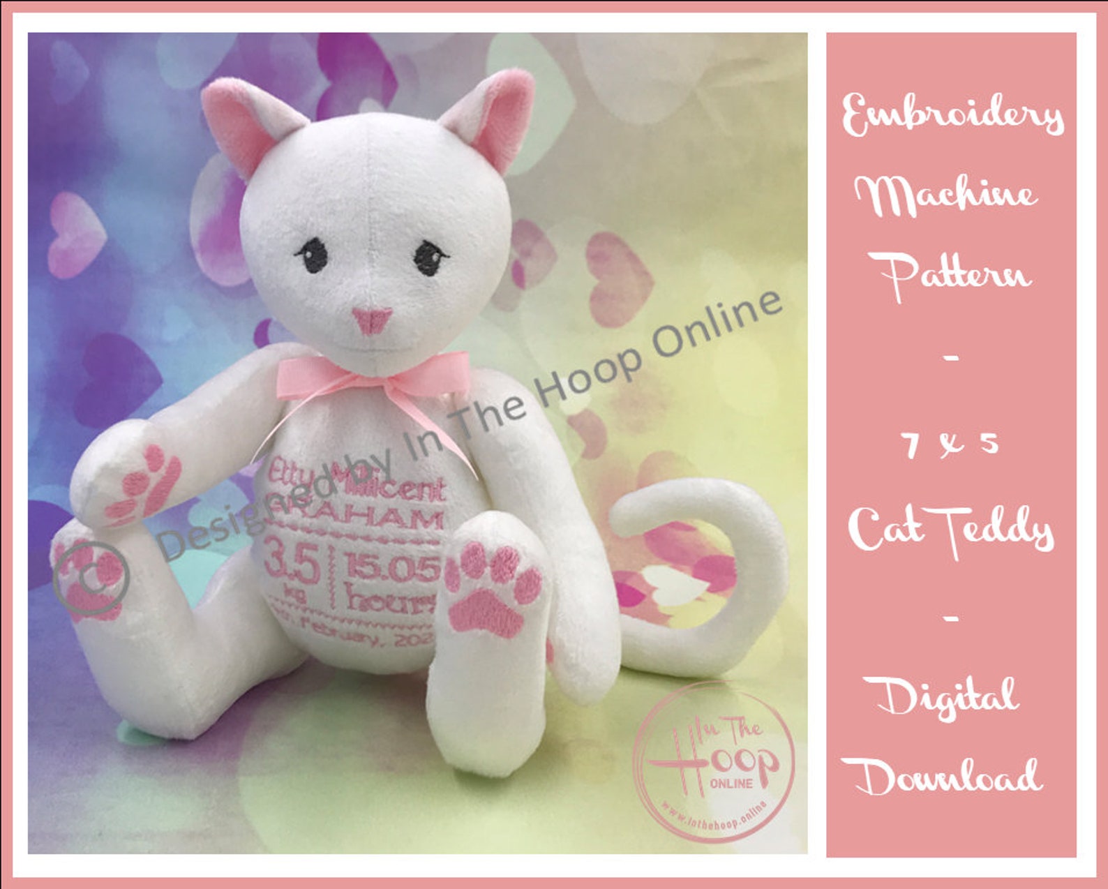 In the Hoop Cat Teddy 7 X 5 ITH Jointed Cat Machine - Etsy