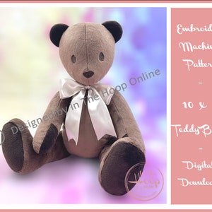 In the Hoop Large Jointed Teddy Bear Memory Bear (10x6) - ITH Machine Embroidery Design - Etsy UK