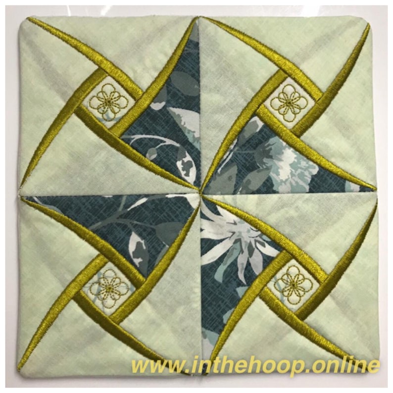 Faux Cathedral Pinwheel Quilt Block Machine Embroidery Design - Etsy ...