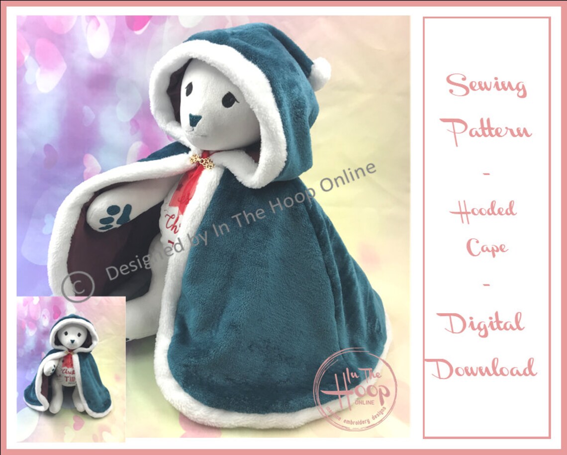 Hooded Cape Cloak Sewing Pattern for in the Hoop Online - Etsy UK