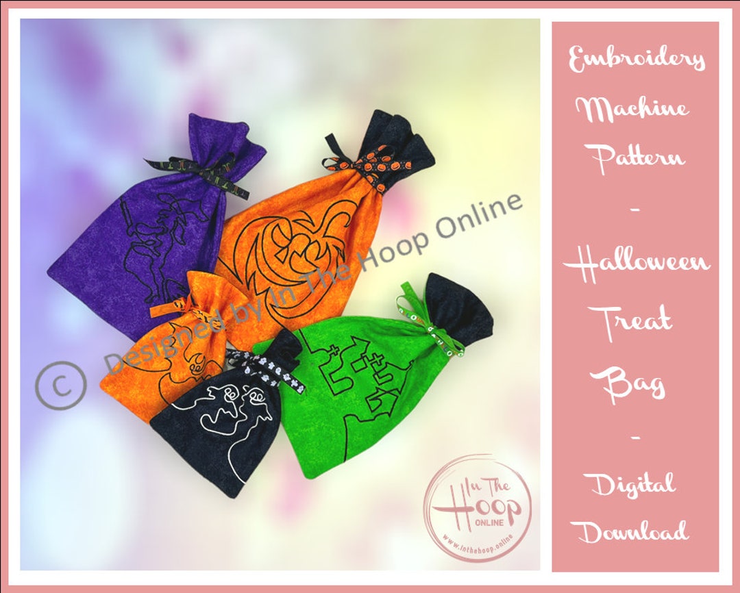 In the Hoop Halloween Treat Bags Machine Embroidery Design - Etsy