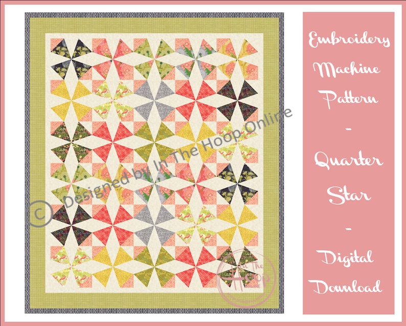 Quarter Star in the Hoop Machine Embroidery Quilt Block - Etsy