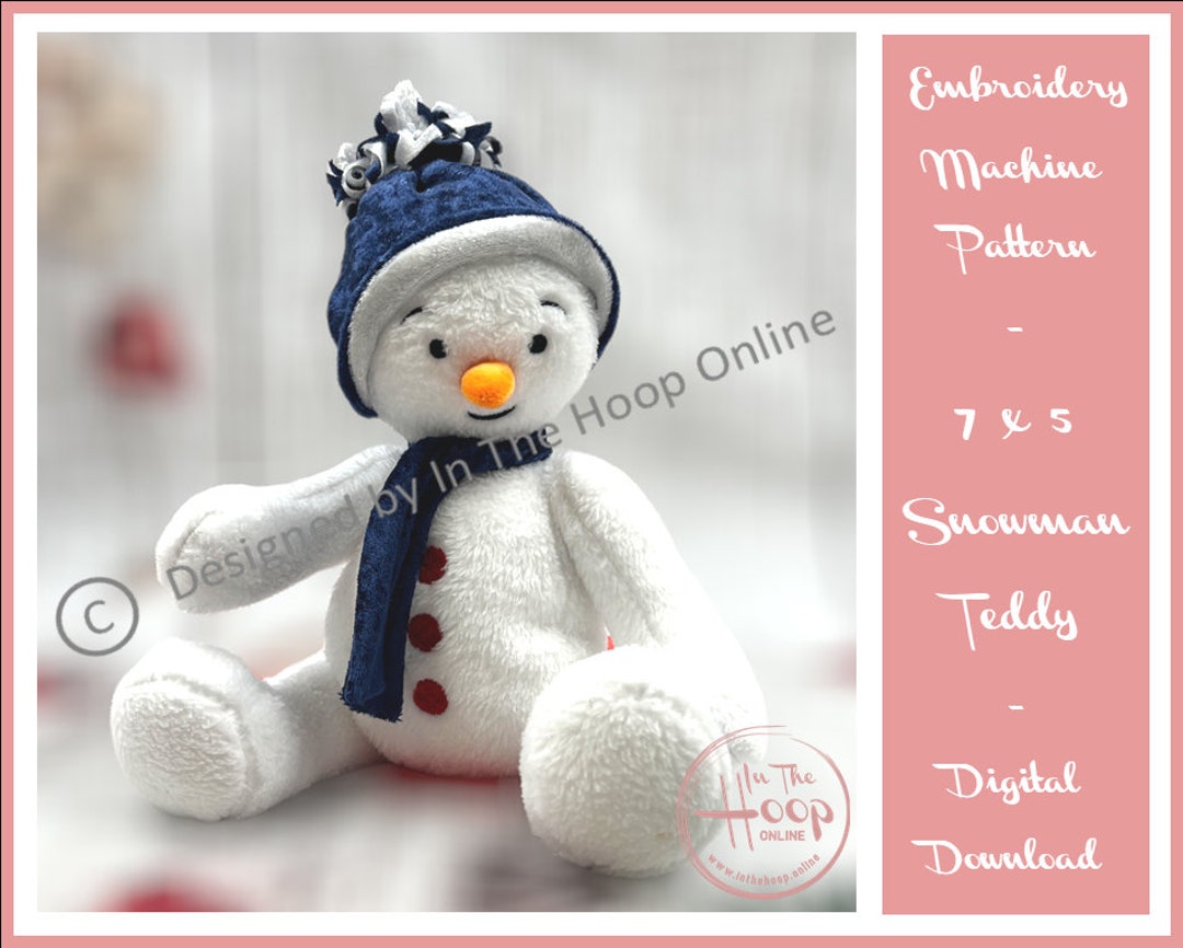 In the Hoop Snowman Teddy 7x5 ITH Machine Embroidery Design - Etsy