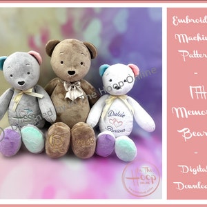 In the Hoop Memory Bear - Multi Size SET Non Jointed Teddy Bear Machine ...