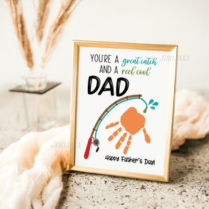 Handprint Fathers Day Gift, Bonus Dad Gift, Fishing Themed Fathers Day ...