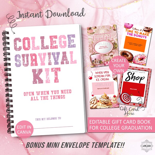 College Survival Kit Graduation Gift Card Book for First Year - 60 ...