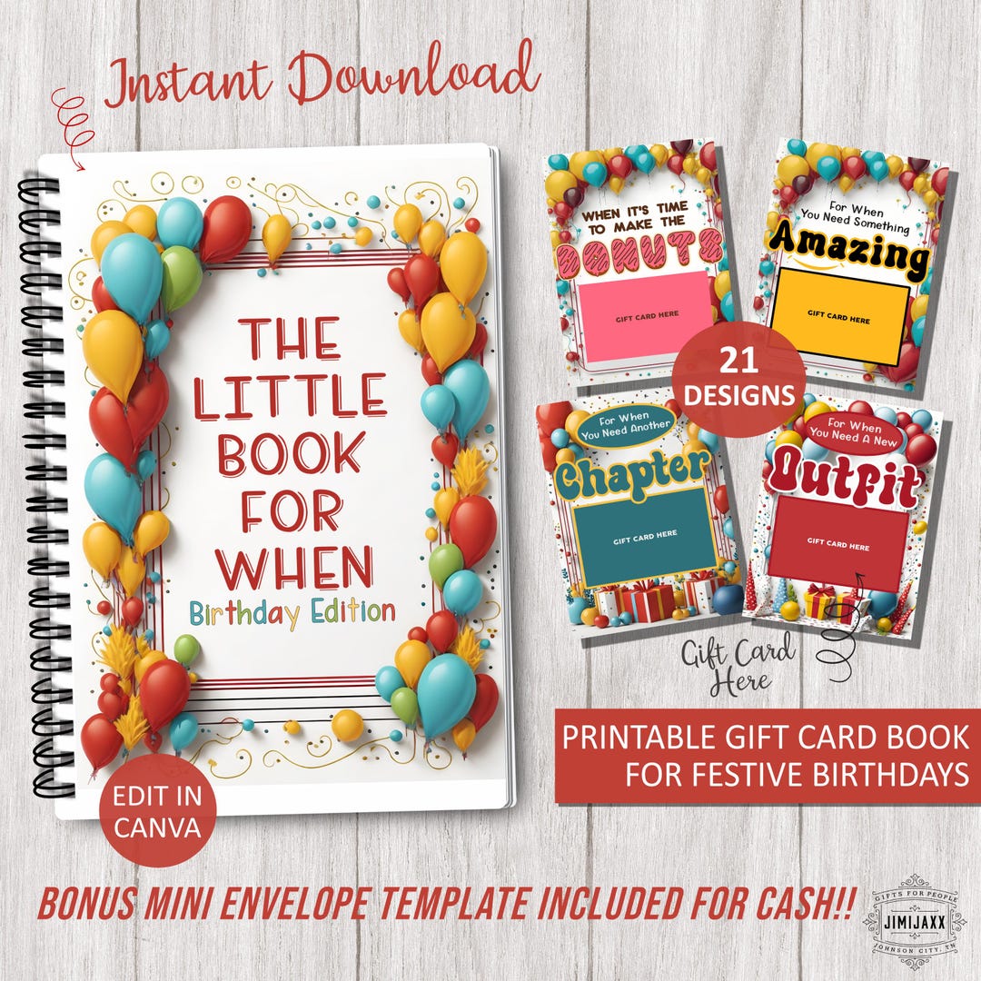 Happy Birthday Gift Card Holder, Birthday Book Gifts, Printable ...