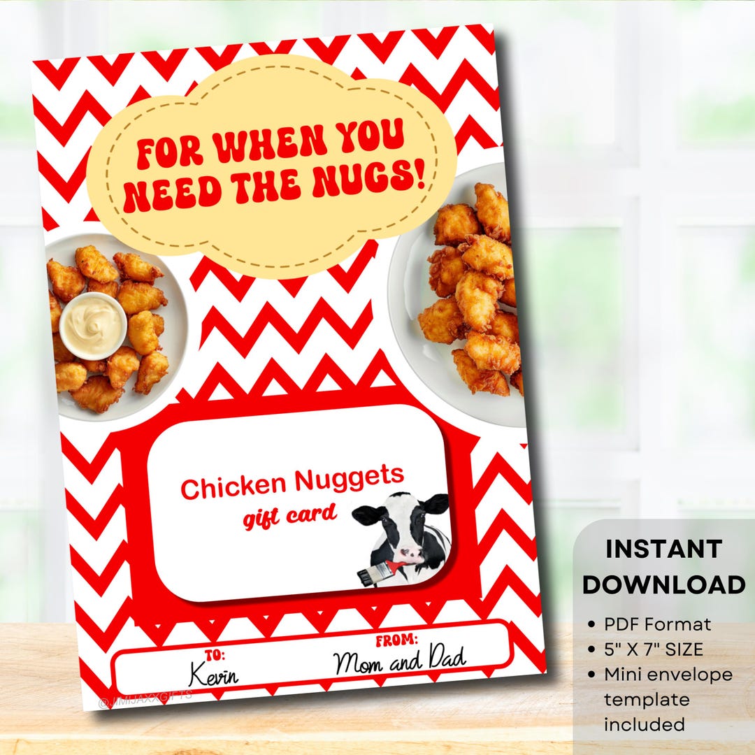 Chicken Nuggets Fast Food Gift Card Holder Printable, Chicken Sandwich ...