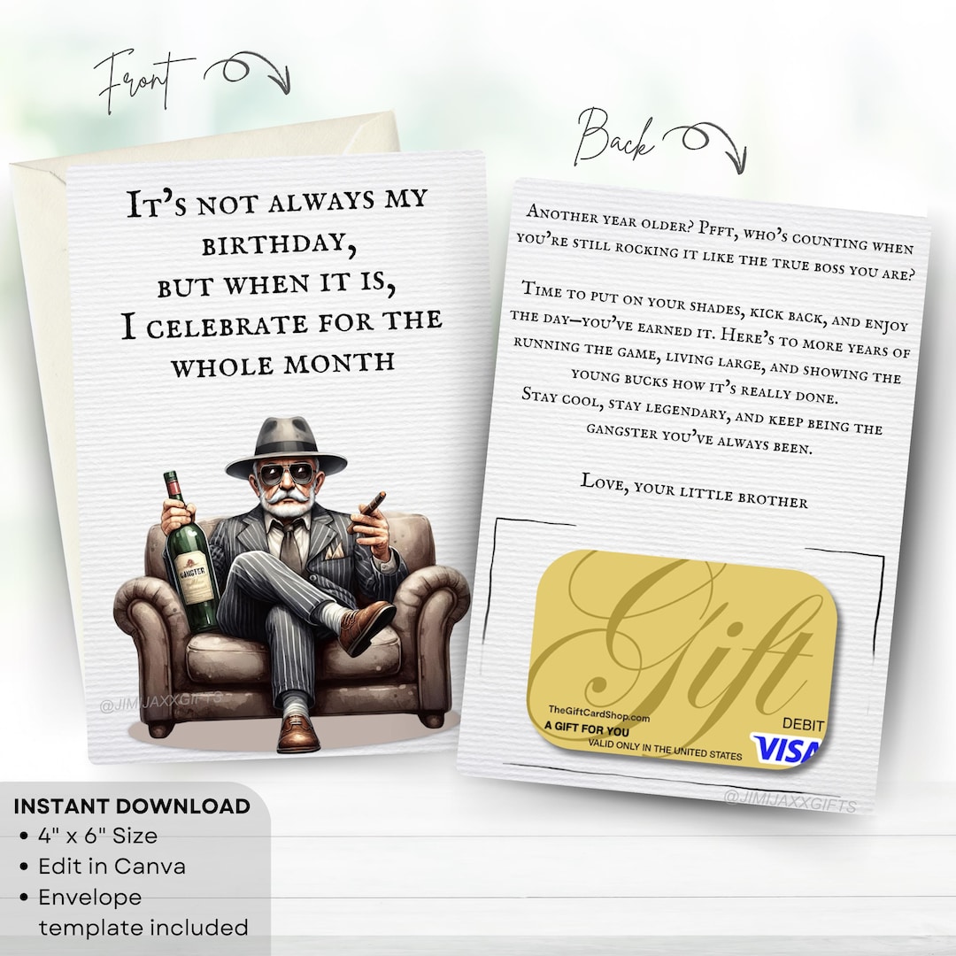 Classic Gangster Birthday Card for Him, Don of All Birthdays, Mafia ...