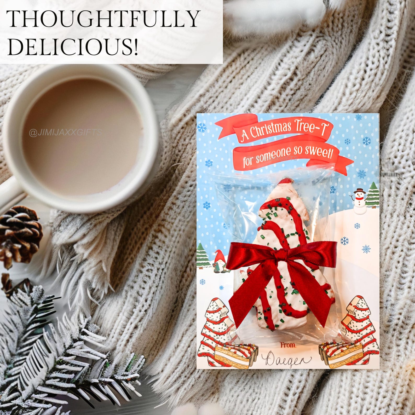 Printable Christmas Treat Tag, Christmas Tree Cake Card, Easy DIY ...