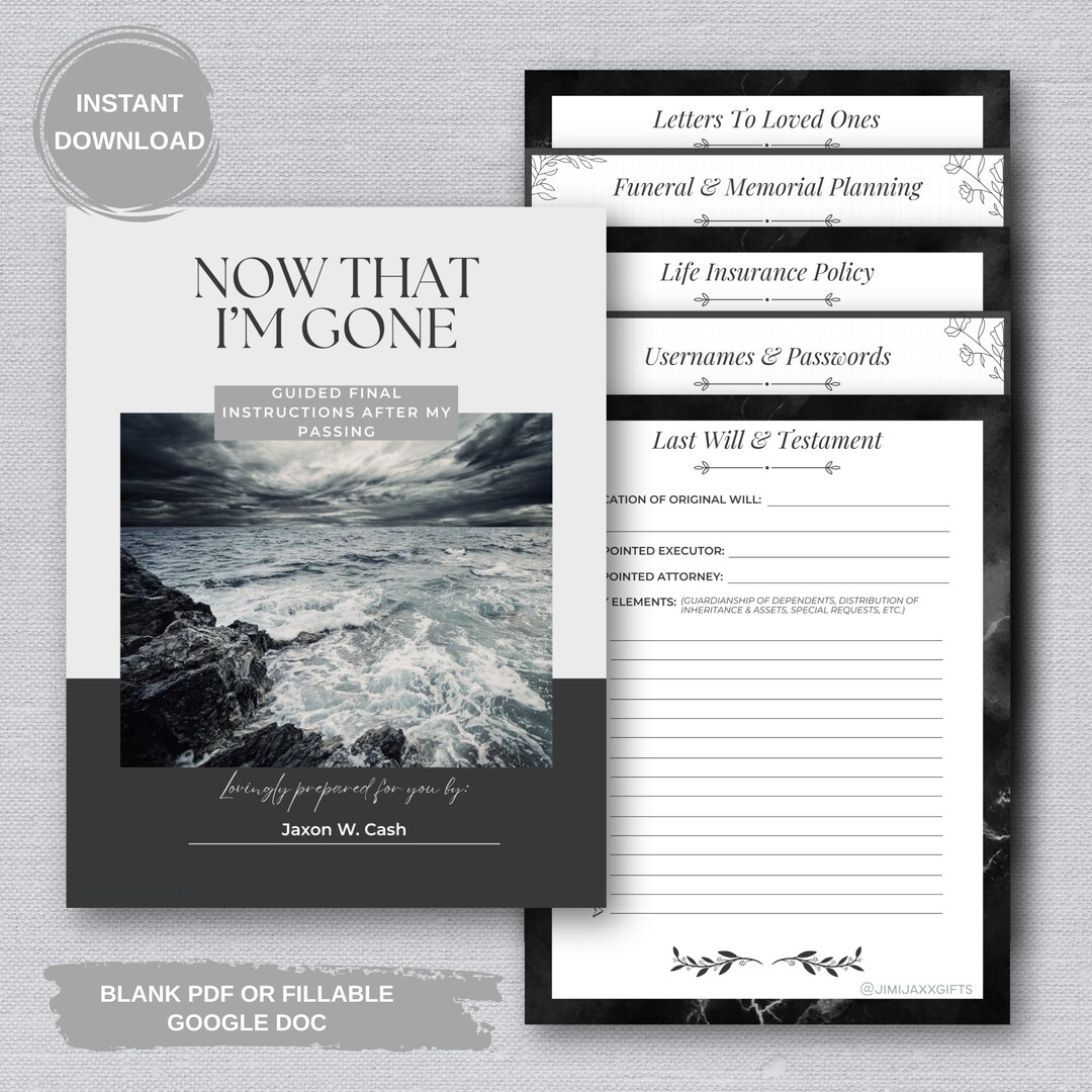 After I Die Digital Checklist, End of Life Journal Printable Fillable ...