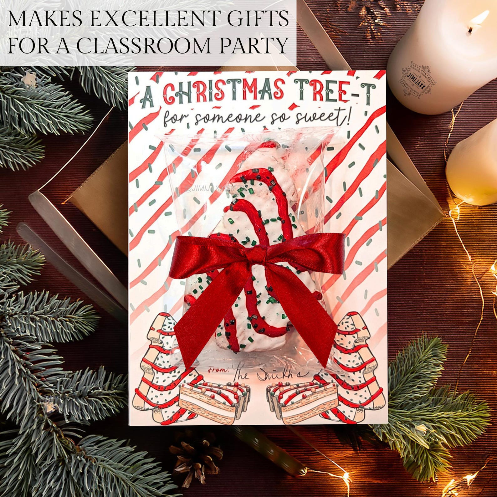 Christmas Tree Cake Gift Card Holder, Printable Holiday Treat Tag, DIY ...