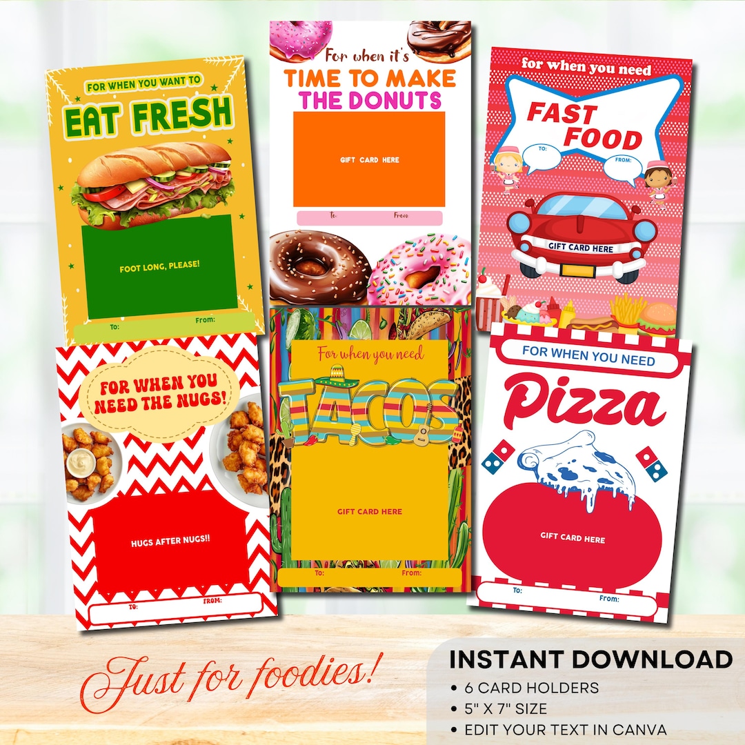 Fast Food Gifts, Mini Gift Card Book Printable, Chicken Nuggets Gift ...