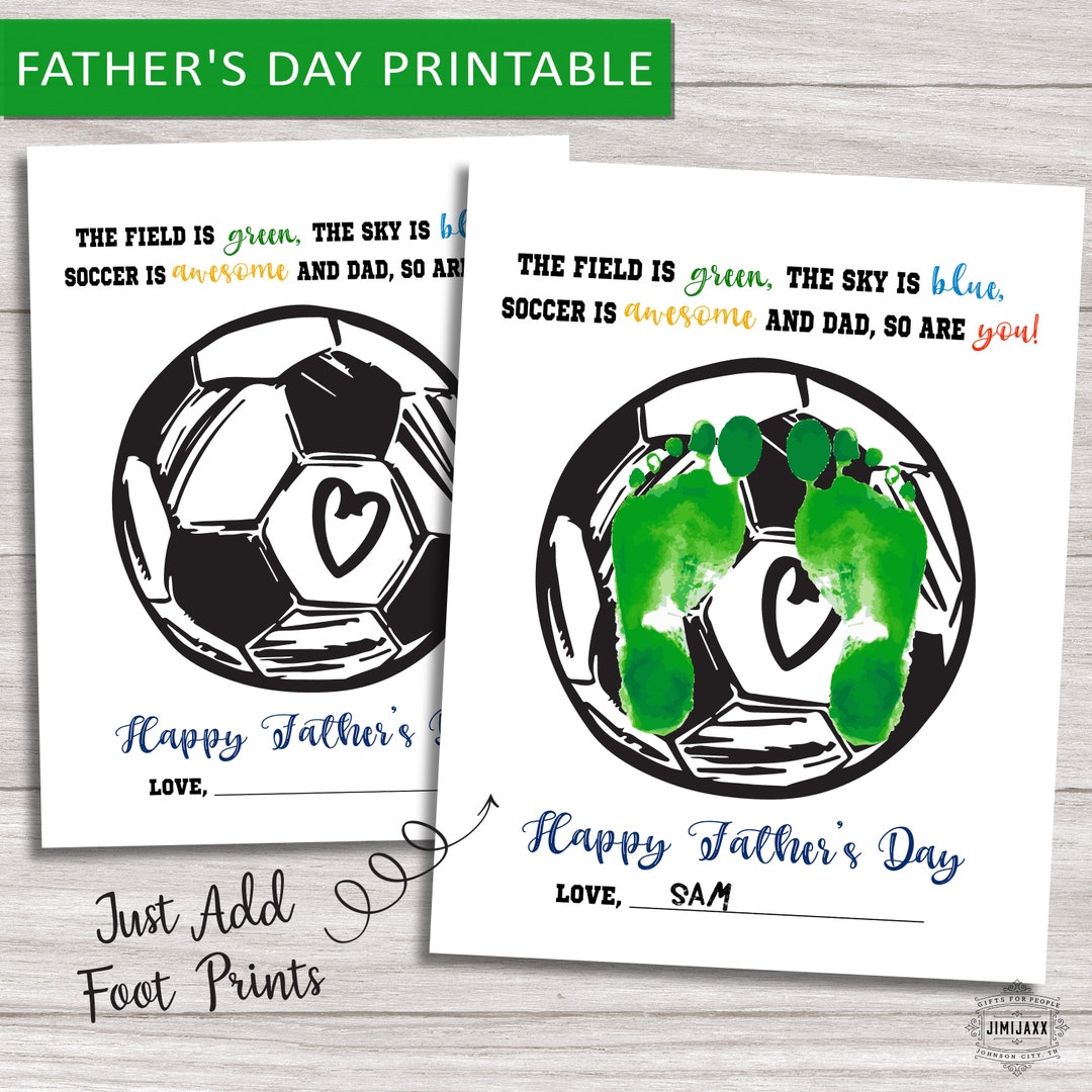 Soccer Dad Card for Fathers Day, Footprint Keepsake Art for Dad ...