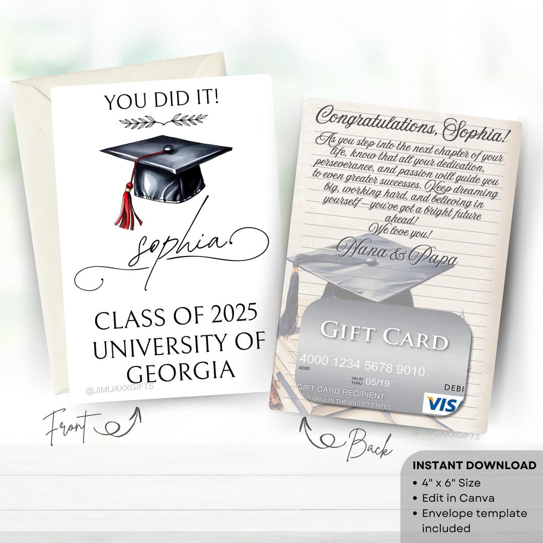 Elegant Personalized Graduation Gift Card Gift Holder for Her ...