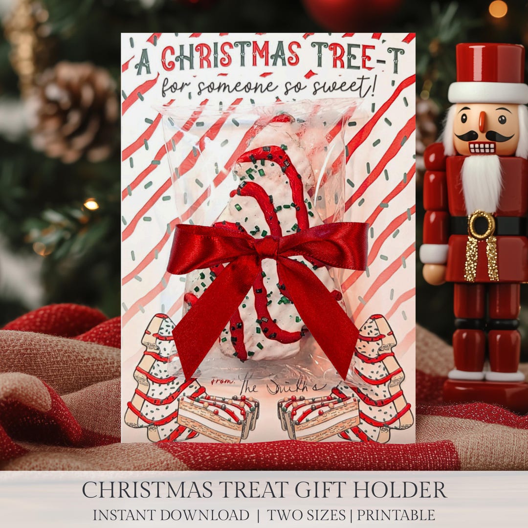 Christmas Tree Cake Gift Card Holder, Printable Holiday Treat Tag, DIY ...