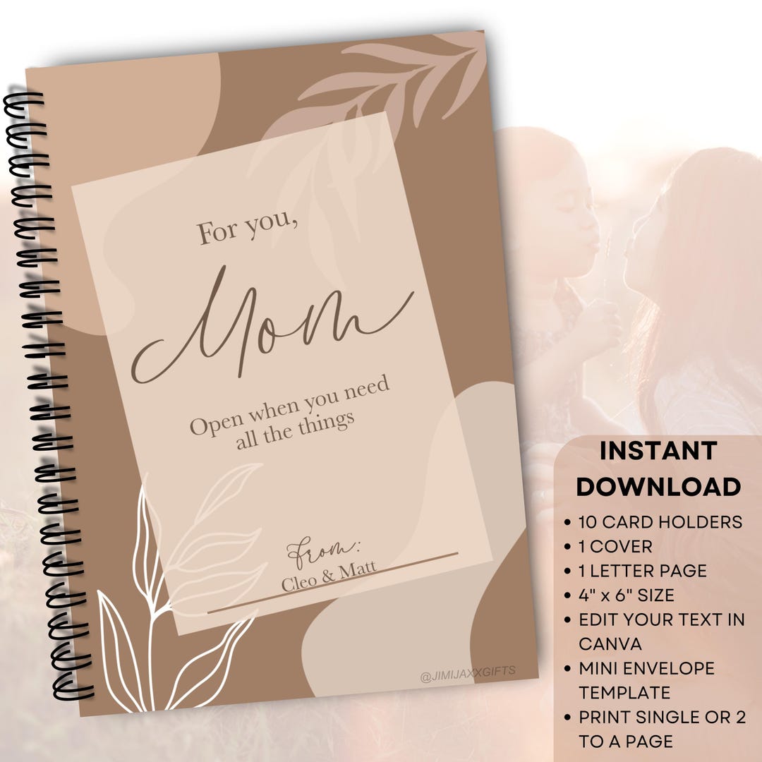 Happy Mothers Day Gift Card Holder Book Download, EDITABLE, for When ...