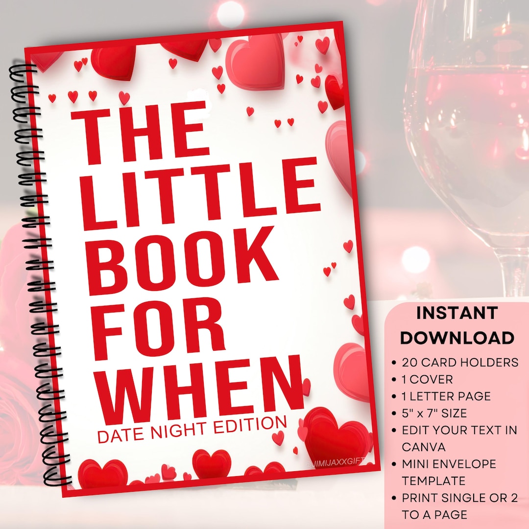 Date Night Gift Card Book, EDITABLE, Printable Anniversary Cards ...