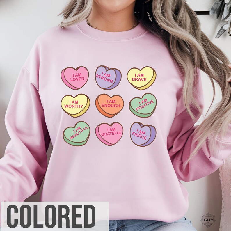 Positive Affirmation Candy Hearts PNG: “I Am Loved,” “I Am Enough ...
