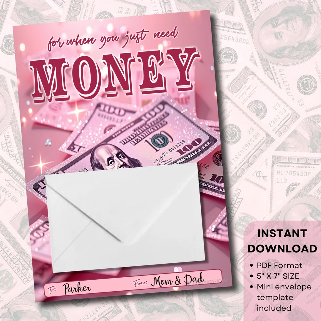 Pink Birthday Cash Gift Holder for Her, Pink Glitter Money Gift Cards ...