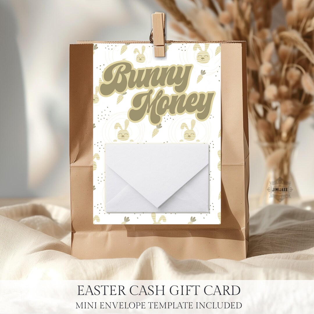 Bunny Money Easter Printable, Easter Cash Holder Card, Easter Money ...