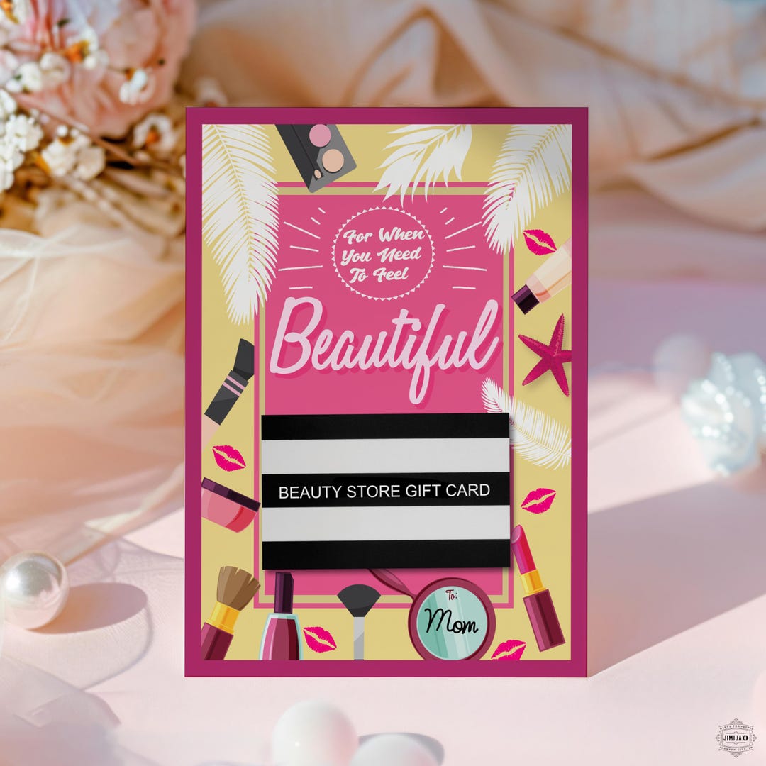 Beauty Store Gift Card Printable, Tween Girl Makeup Gift Card Holder ...
