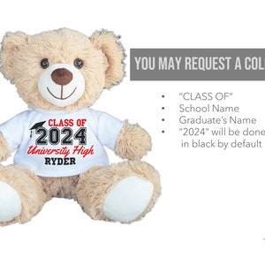 Custom Graduation Bear, Keepsake Grad Gift, Personalized Class of 2024 ...