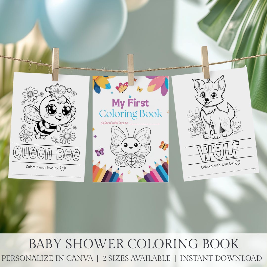 Personalized Baby Shower Coloring Book | Butterfly Cover | Whimsical ...